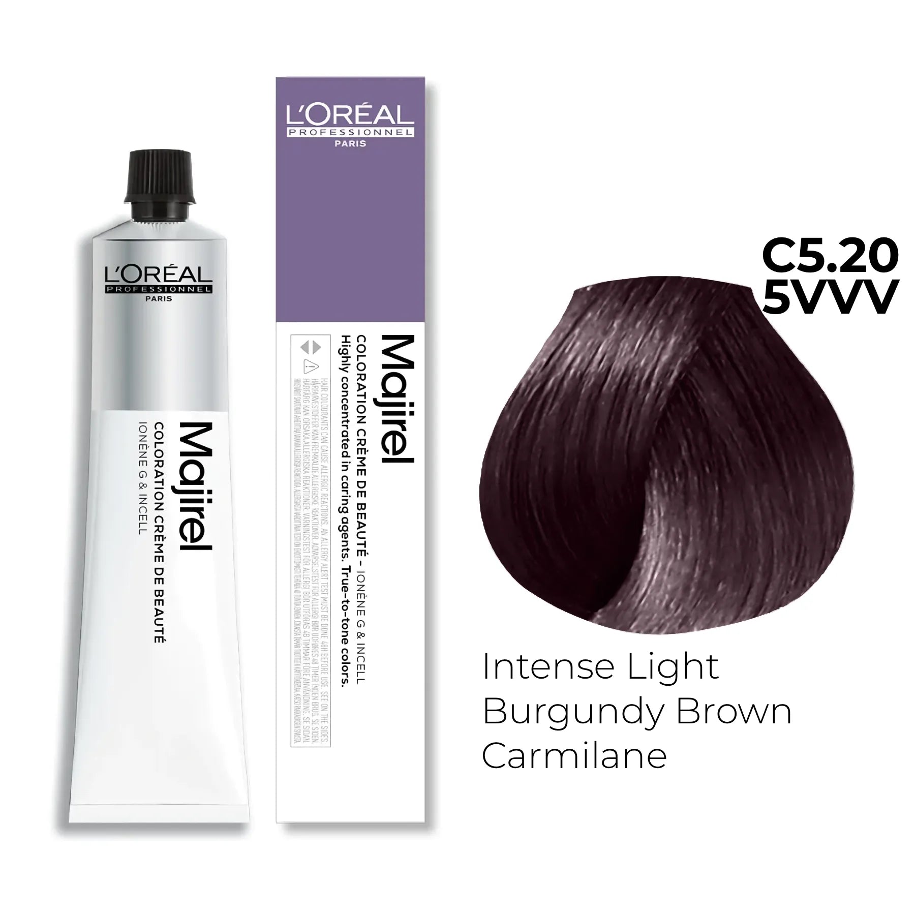 C5.20/5VVV DM5 - Intense Light Burgundy Brown Carmilane - Majirel Viol ...